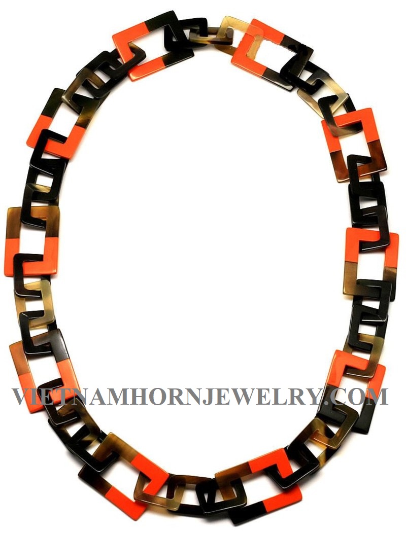 Exquisite Handcrafted Horn and Lacquer Necklaces